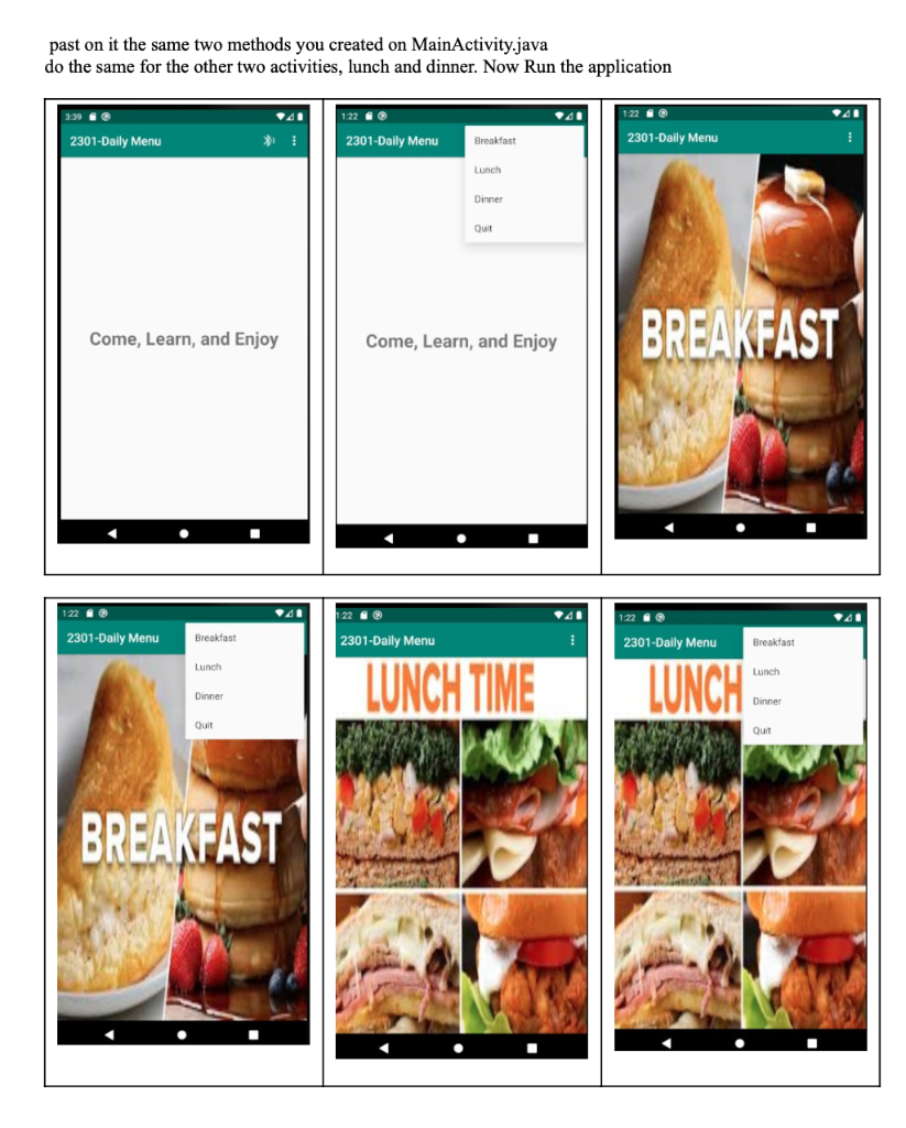 Create an Android app with an application bar | Chegg.com