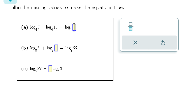Solved Fill in the missing values to make the equations | Chegg.com
