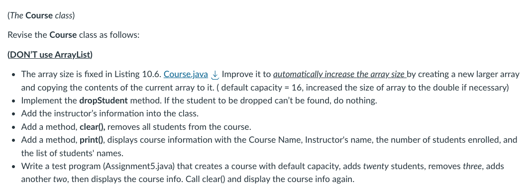 Solved JavaUpload the source codes. (Course.java and | Chegg.com