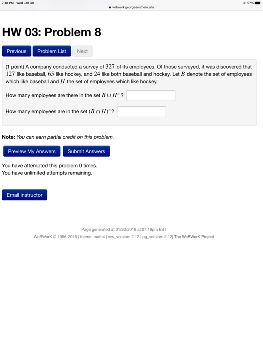 Solved webwork HW 03: Problem 8 Previous Problem List Next | Chegg.com