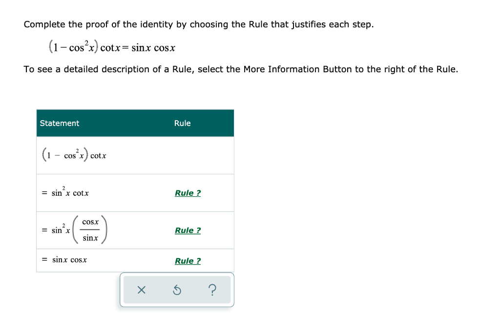 Solved Complete the proof of the identity by choosing the | Chegg.com