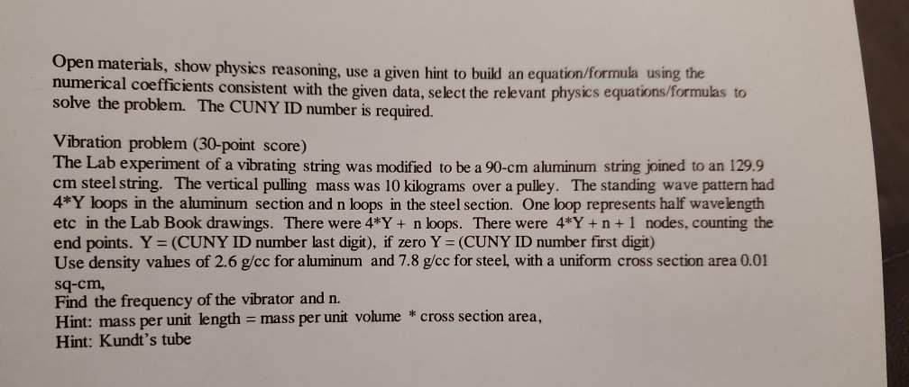 PLEASE HELP I WILL RATE Y=(CUNY ID number last | Chegg.com