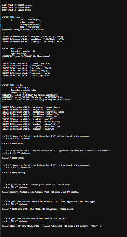 Solved Homework Question Create A Database Using Sql For
