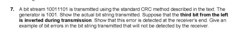 Solved 7. A bit stream 10011101 is transmitted using the | Chegg.com