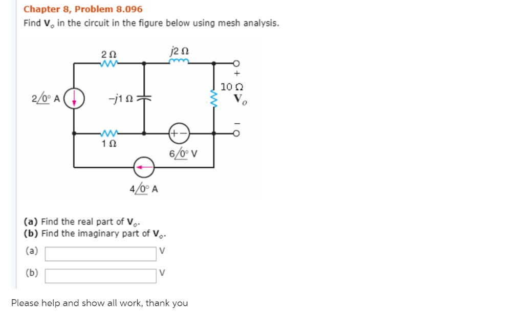 Solved Chapter 8, Problem 8.096 Find Vo in the circuit in | Chegg.com