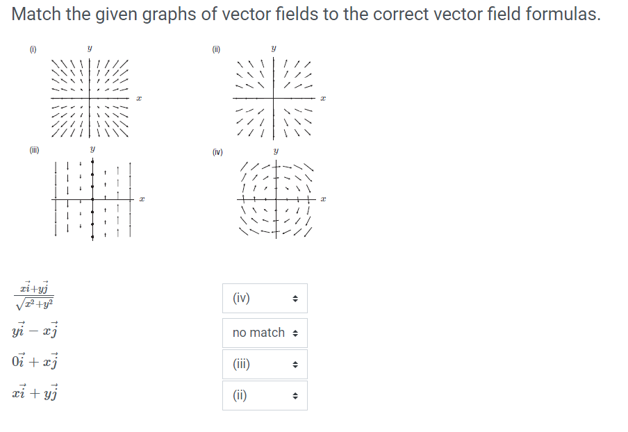 Solved Match the given graphs of vector fields to the | Chegg.com