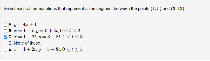 Solved Select each of the equations that represent a line | Chegg.com