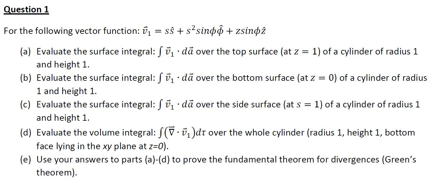 Solved For the following vector function: | Chegg.com