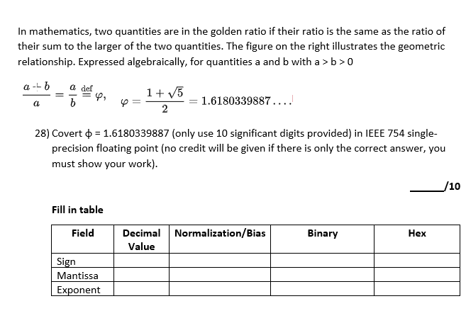 Solved In mathematics, two quantities are in the golden | Chegg.com