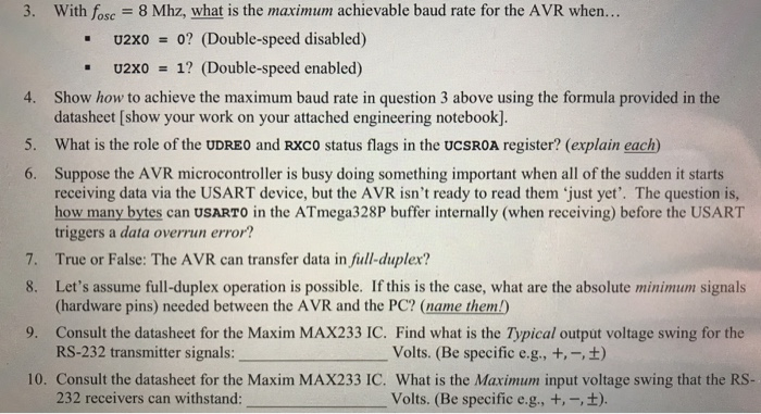 Solved 3. With fosc 8 Mhz, what is the maximum achievable | Chegg.com