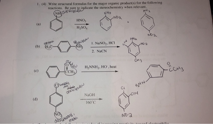 Solved 1. (4) Write structural formulas for the major | Chegg.com