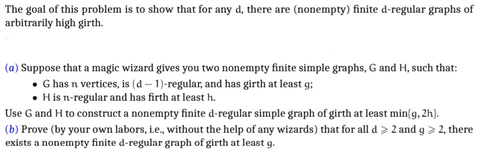 The goal of this problem is to show that for any d, | Chegg.com