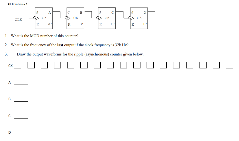 Solved 1. What is the MOD number of this counter? 2. What is | Chegg.com