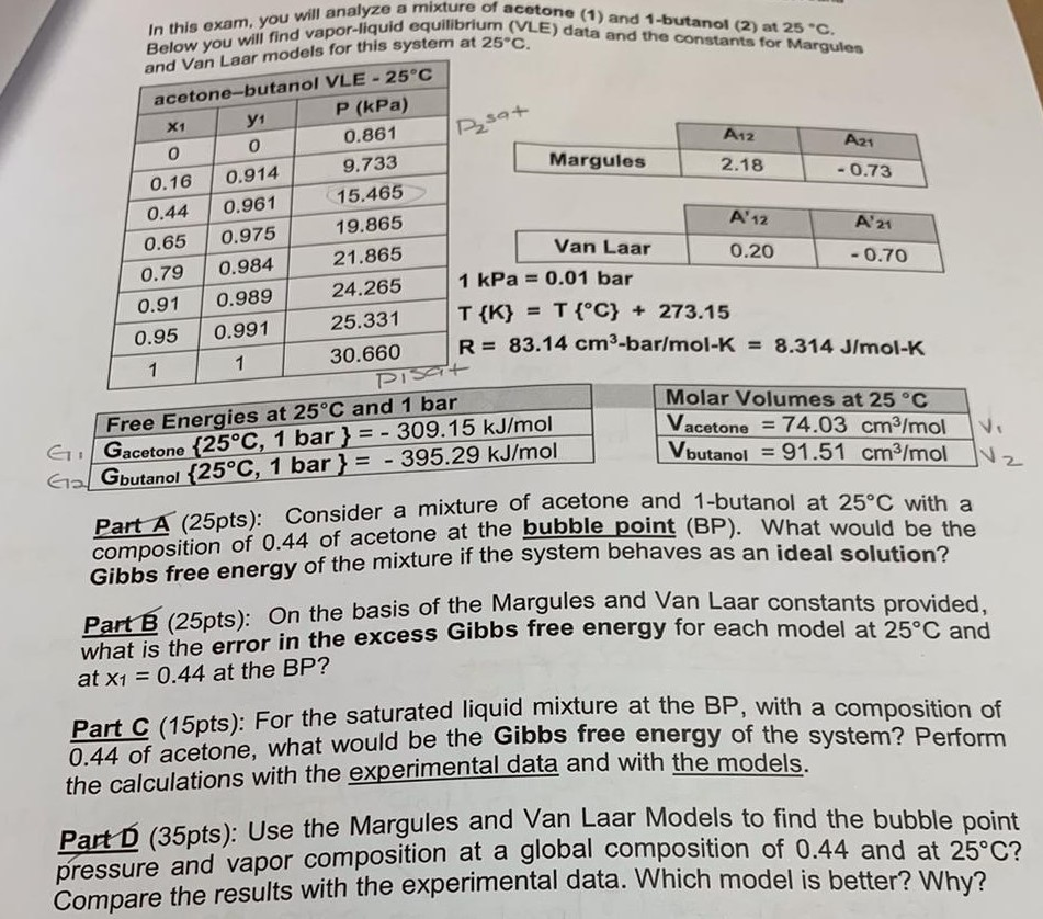 In this exam, you will analyze a mixture of acetone | Chegg.com