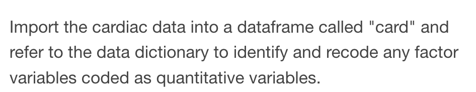 Solved Import the cardiac data into a dataframe called | Chegg.com