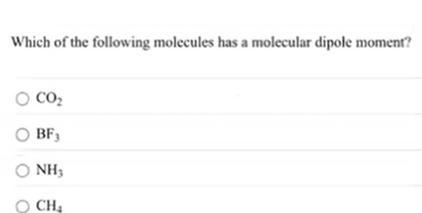 Solved Which of ﻿the following molecules has a molecular | Chegg.com