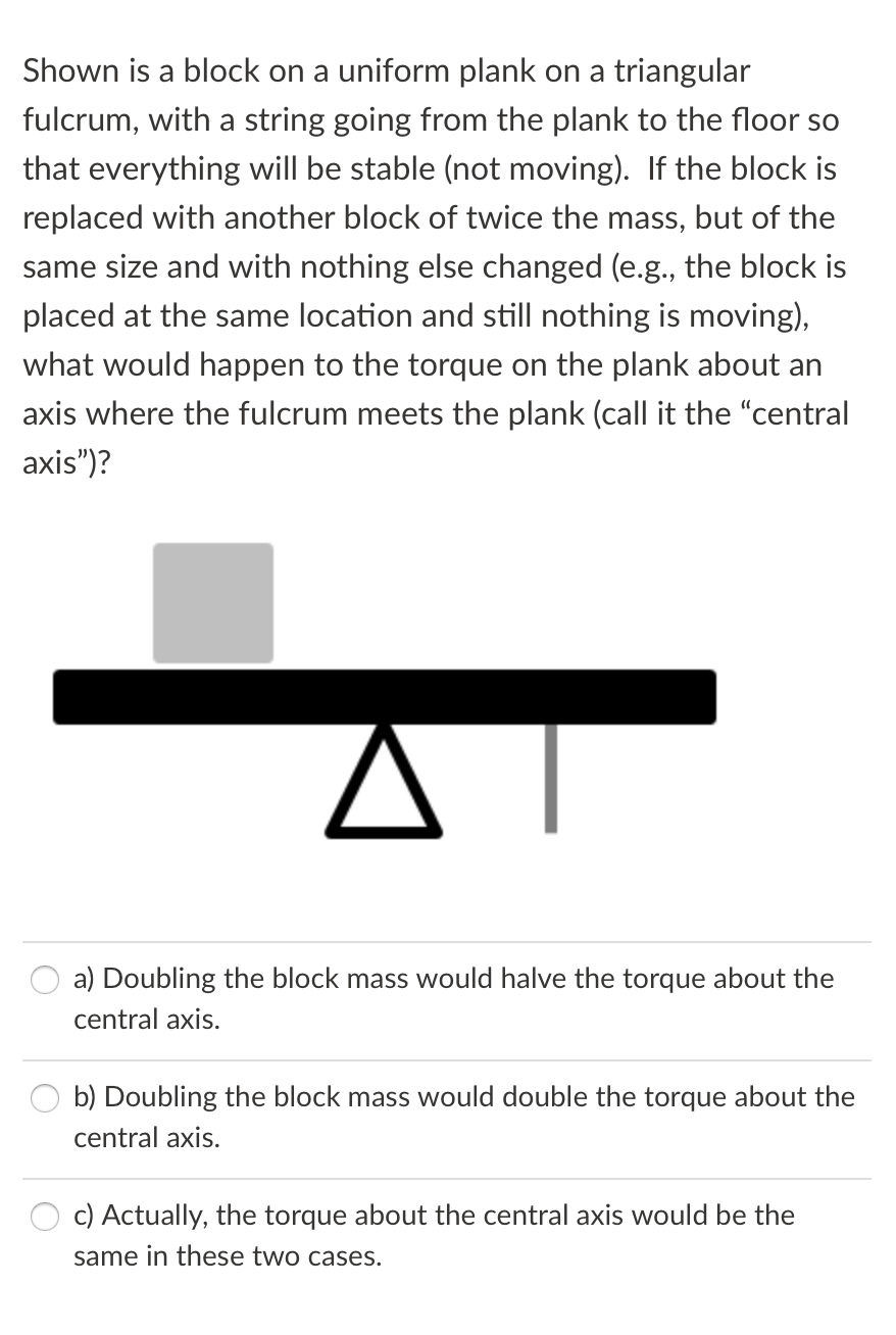Solved Shown is a block on a uniform plank on a triangular | Chegg.com
