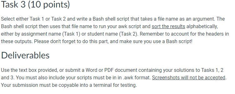 Solved Select either Task 1 or Task 2 and write a Bash shell | Chegg.com