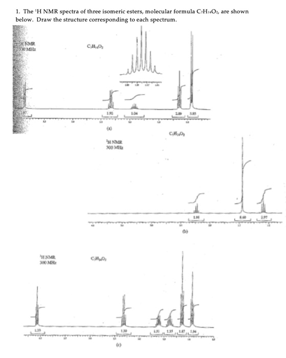 Solved 1. The 'H NMR spectra of three isomeric esters, | Chegg.com