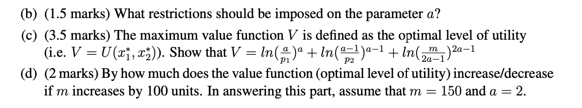 Solved 8. (10 marks) Consider the following utility | Chegg.com