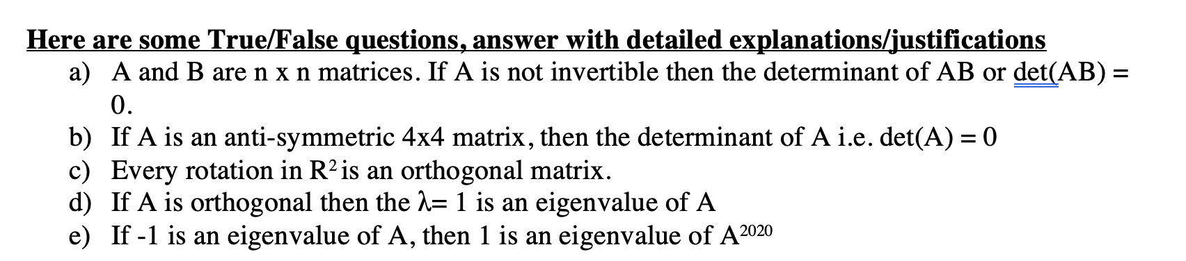 Solved Here are some True/False questions, answer with | Chegg.com