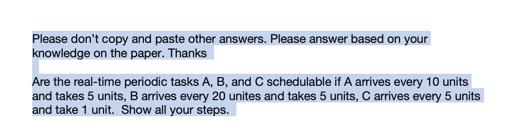 Solved Please don't copy and paste other answers. Please | Chegg.com