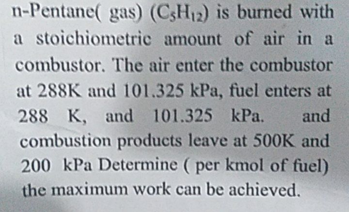 Solved n-Pentane( gas) (C3H12) is burned with a | Chegg.com
