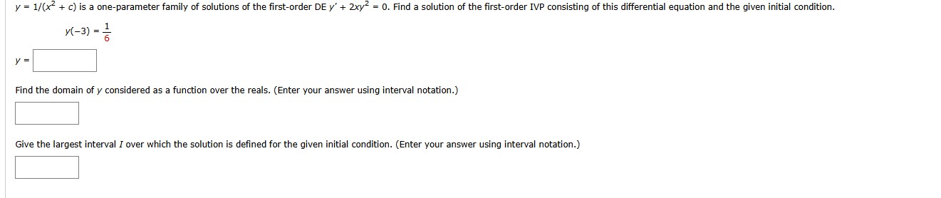 Solved y=1x2+c ﻿is a one-parameter family of solutions of | Chegg.com