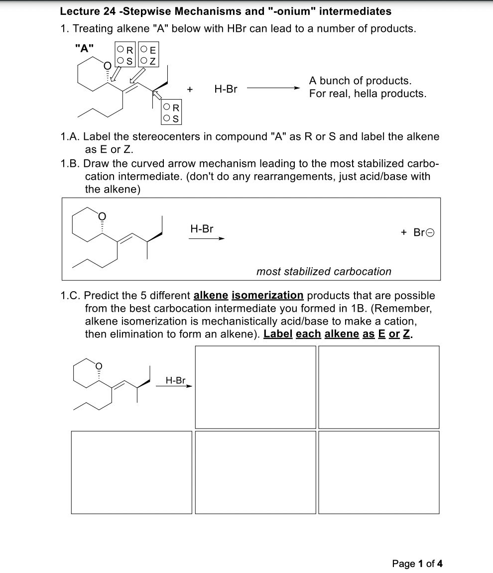 Lecture 24 -Stepwise Mechanisms and "-onium" | Chegg.com