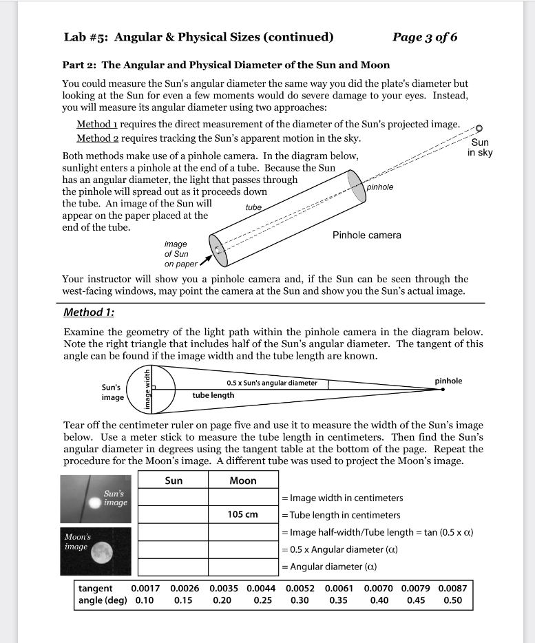 Lab #5: Angular & Physical Sizes (continued) Page 3 | Chegg.com