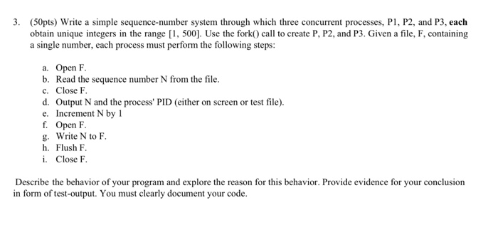 Solved 3. (50pts) Write a simple sequence-number system | Chegg.com