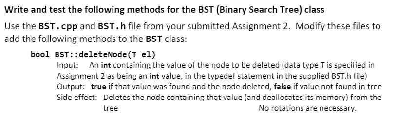 Solved Can someone help me with this? (C++) //BST.cpp | Chegg.com