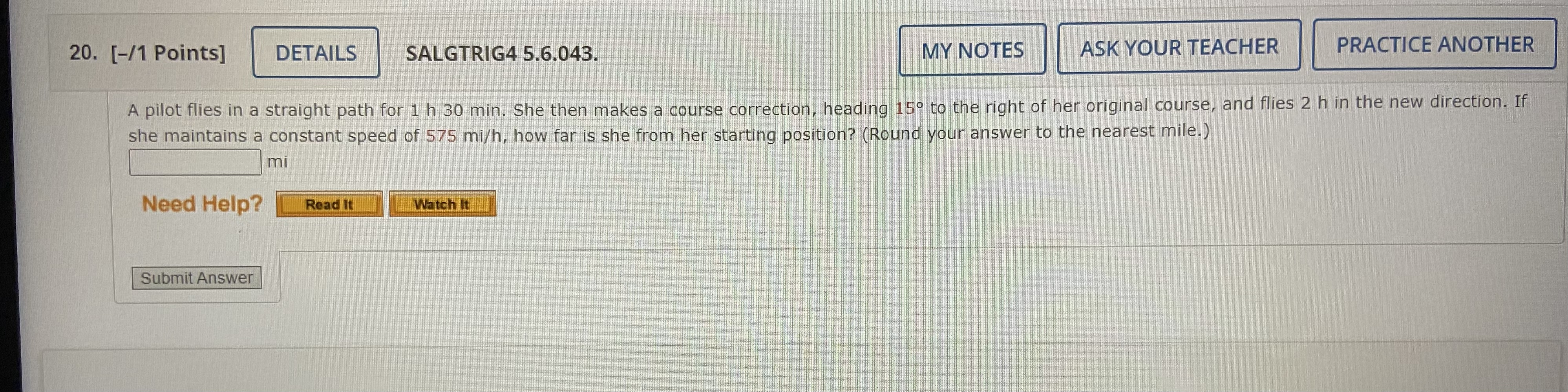 Solved 20. [−/1 Points] DETAILS SALGTRIG4 5.6.043. MY NOTES | Chegg.com
