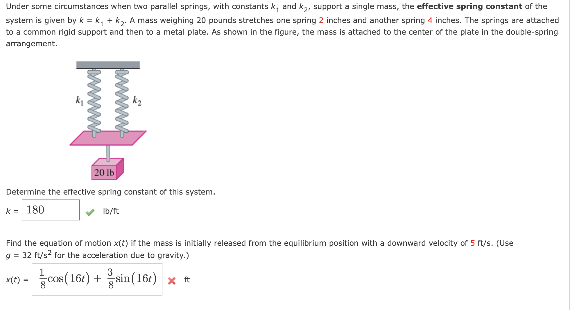 Solved Under some circumstances when two parallel springs, | Chegg.com