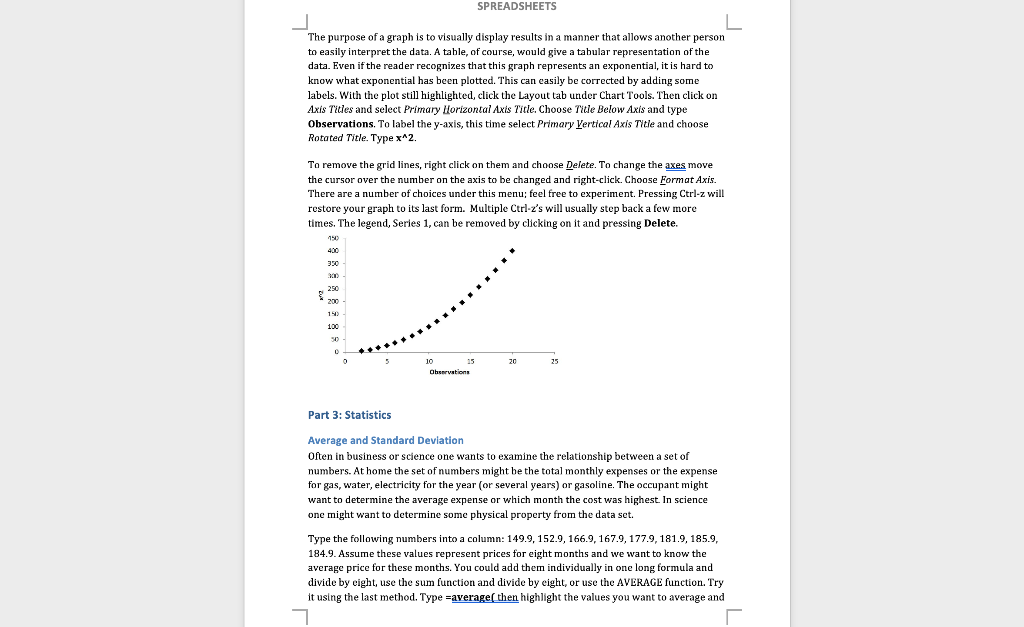 Solved Lab 4 - Spreadsheets You will need Microsoft Excel | Chegg.com
