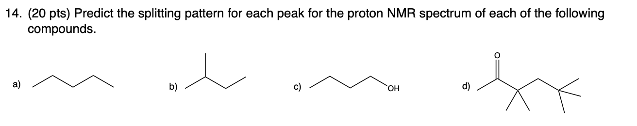 Solved Predict the splitting pattern for each peak for the | Chegg.com