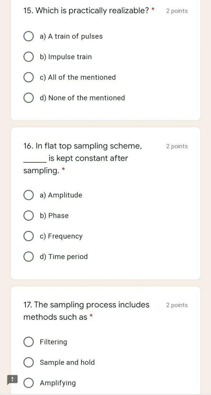 Solved * 15. Which is practically realizable? 2 points a) A | Chegg.com