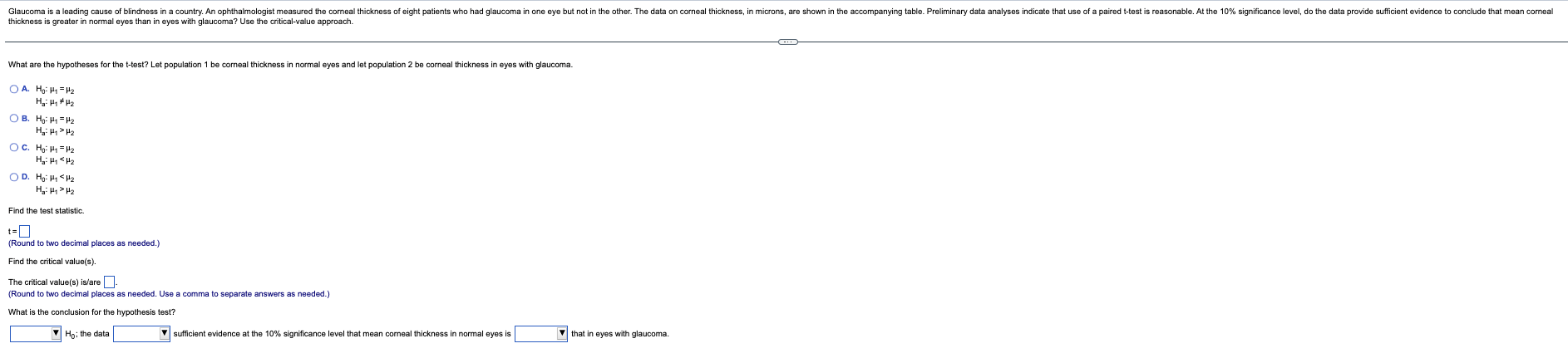Solved Data table Find the test statistic. Use population 1 | Chegg.com