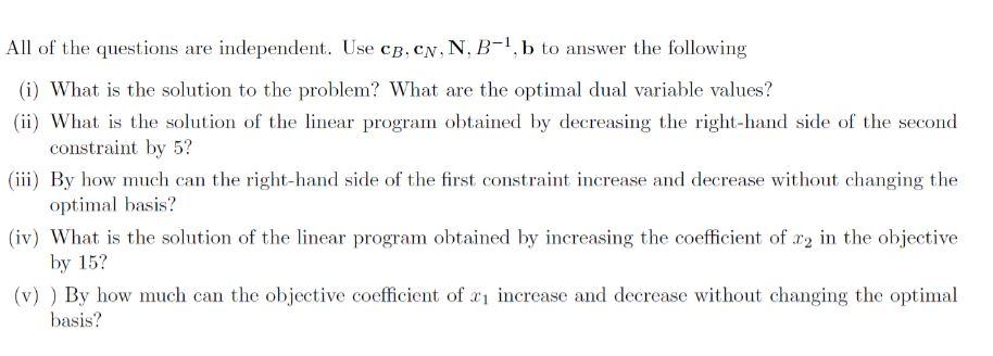 Solved Consider the linear program minimize subject to | Chegg.com