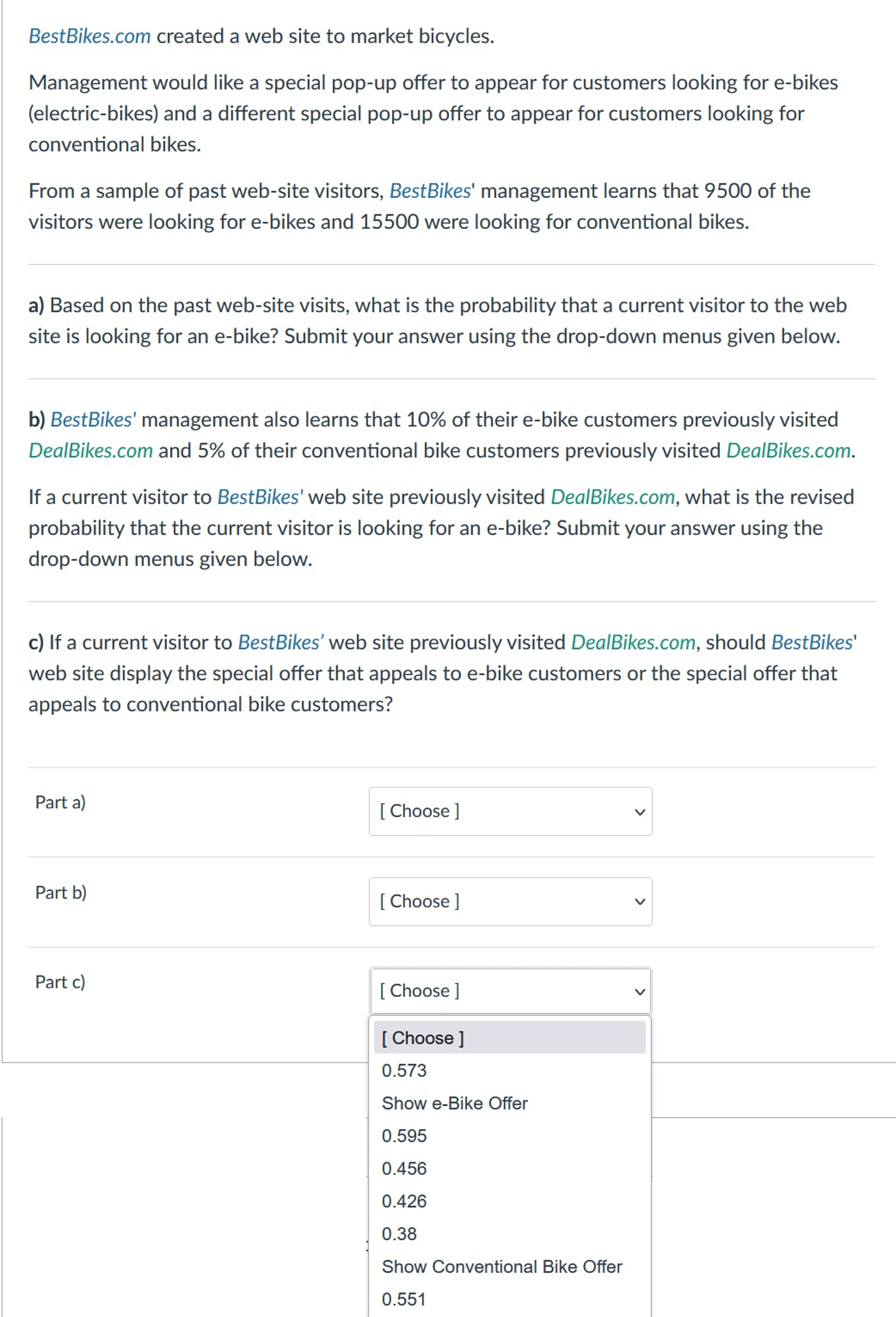 Solved BestBikes.com created a web site to market | Chegg.com