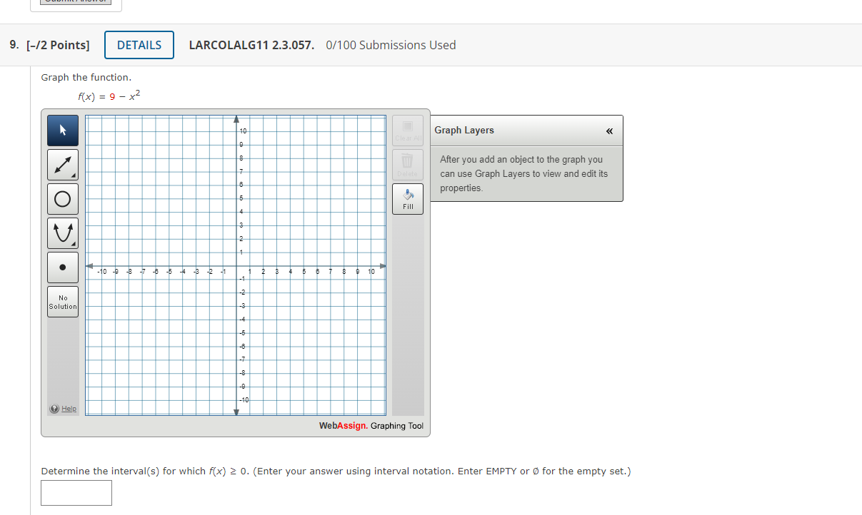 Solved Graph the function. f(x) = 9 − x2 and Determine the | Chegg.com