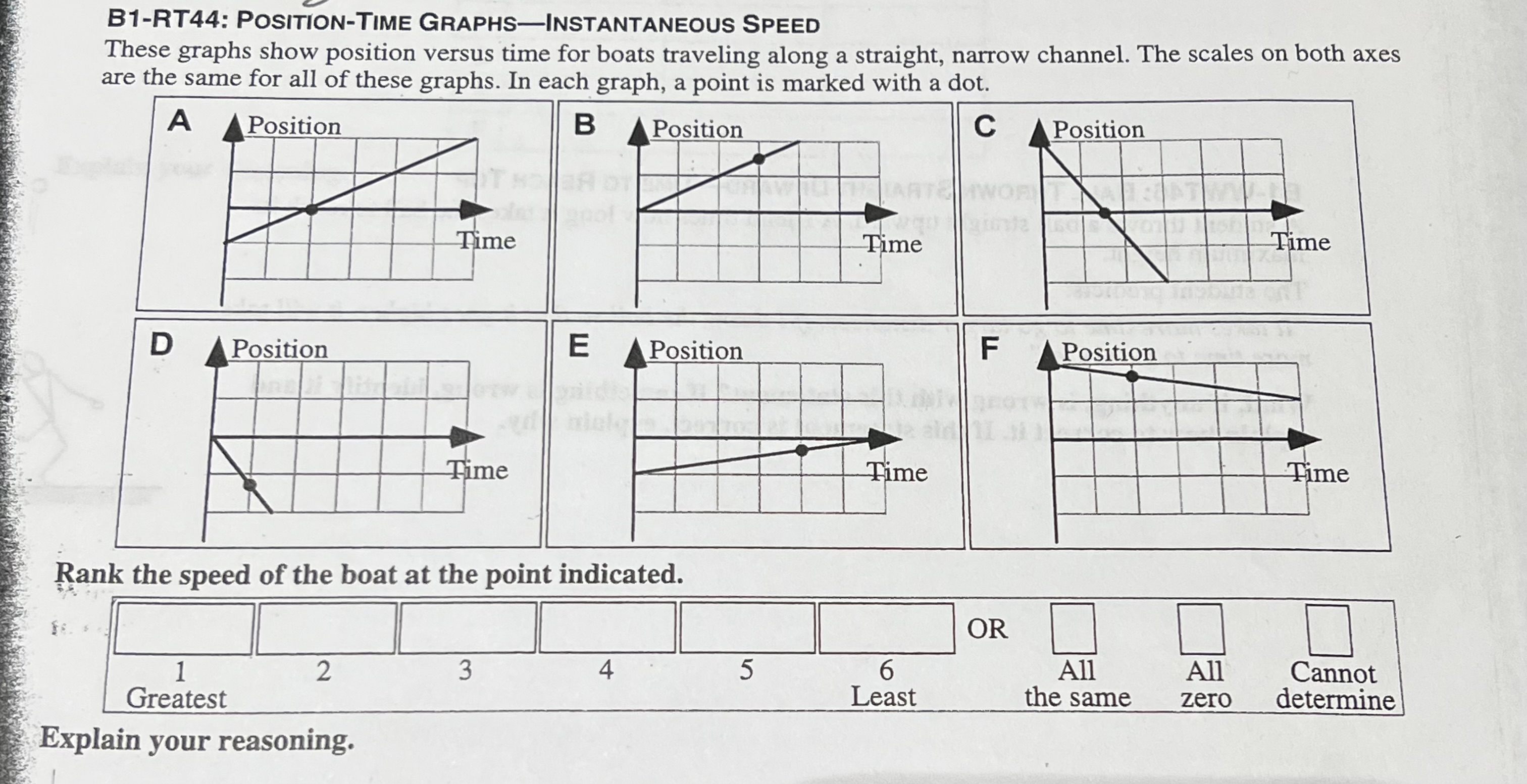 Solved B1-RT44: Position-TIME GRAPHS-INSTANTANEOUS SPEED | Chegg.com