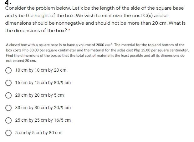 Solved Optimization using Calculus: Answer the following | Chegg.com
