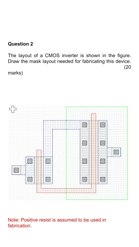 Solved Question 2 The layout of a CMOS inverter is shown in | Chegg.com