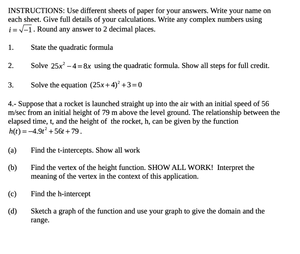 Solved INSTRUCTIONS: Use different sheets of paper for your | Chegg.com