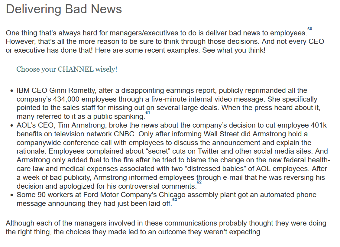 Solved Delivering Bad NewsOne thing that's always hard for | Chegg.com