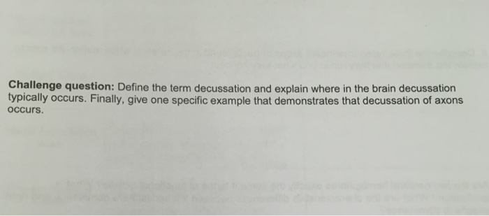 Solved Challenge question: Define the term decussation and | Chegg.com