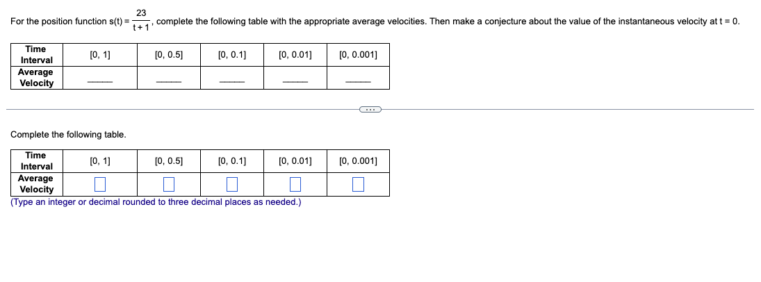 Solved For the position function s(t)=t+123, complete the | Chegg.com
