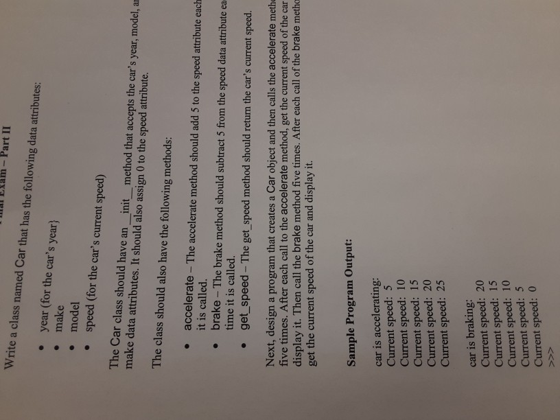 Solved Write A Class Named Car That Has The Following Data