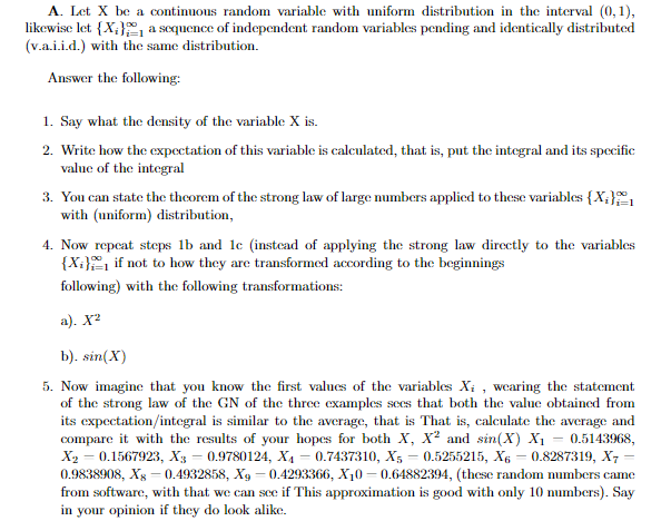 Solved A. Let X be a continuous random variable with uniform | Chegg.com